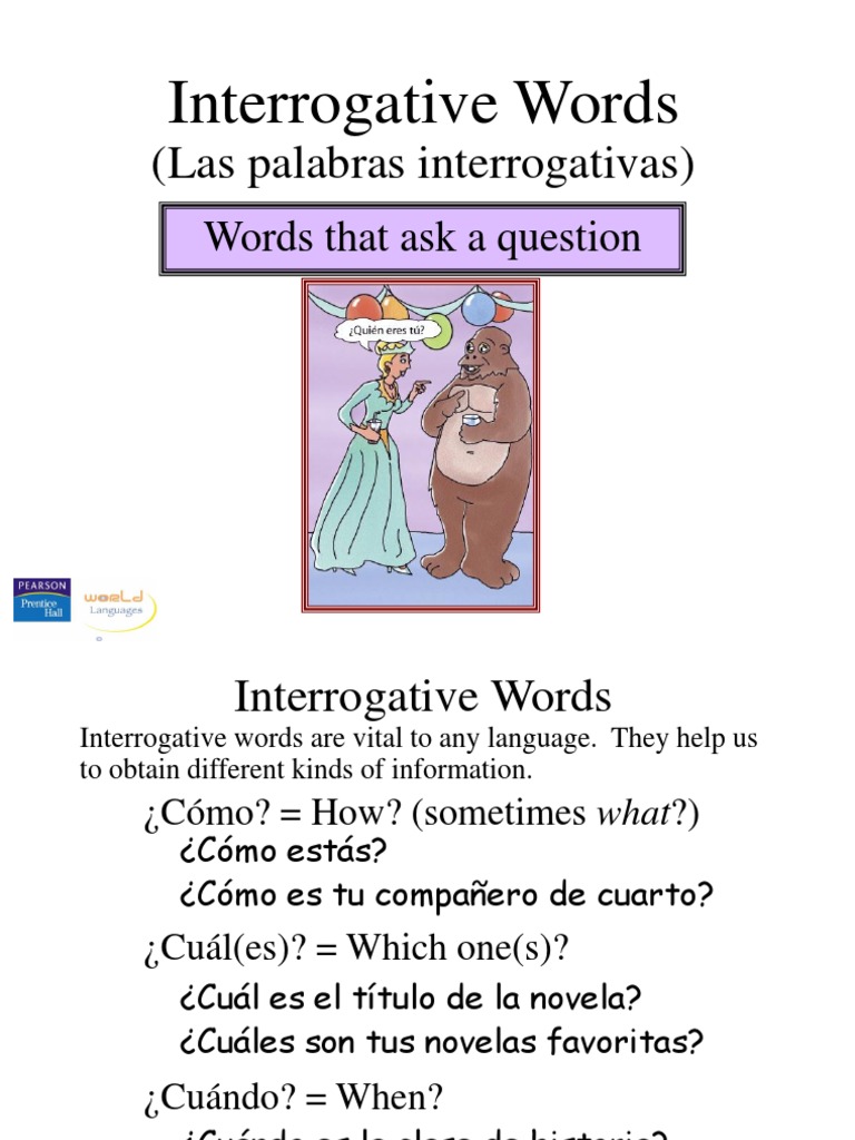 Spanish Question Words Powerpoint Presentation Palabras Interrogativas ...