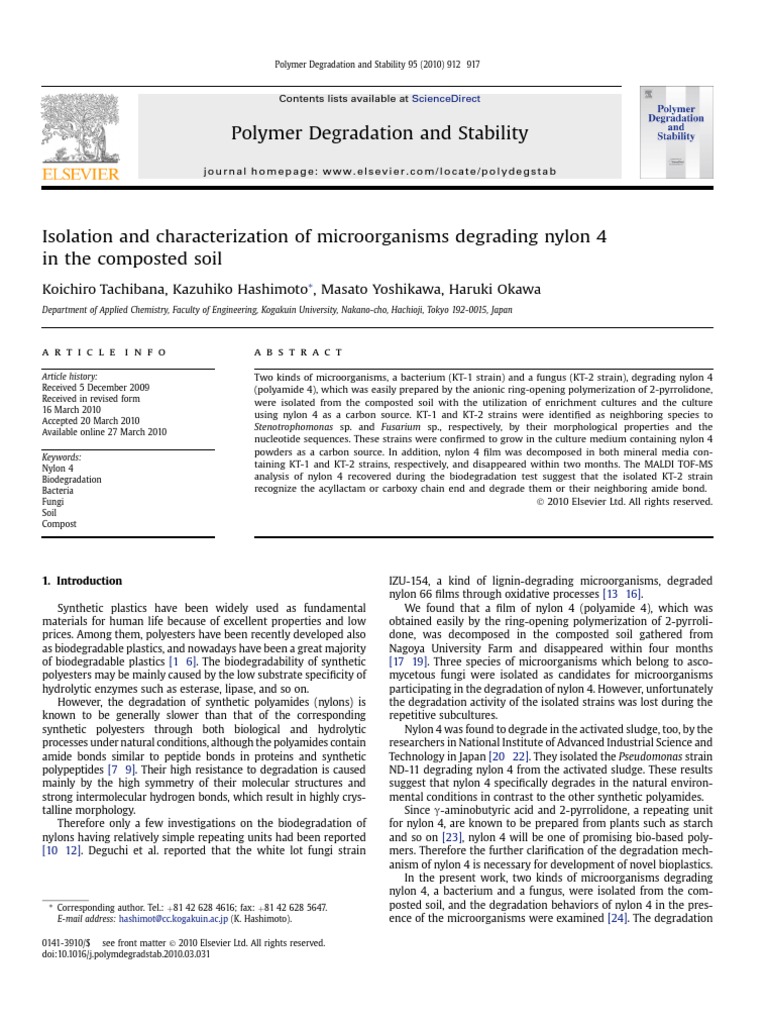 Microbial Degradation of Nylon 4 | PDF | Biodegradation | Nylon