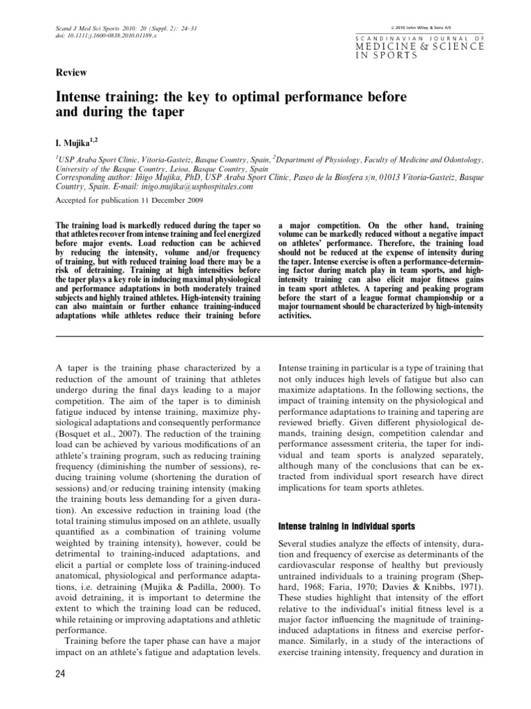 Intense Training for Optimal Tapering | PDF | High Intensity Interval ...