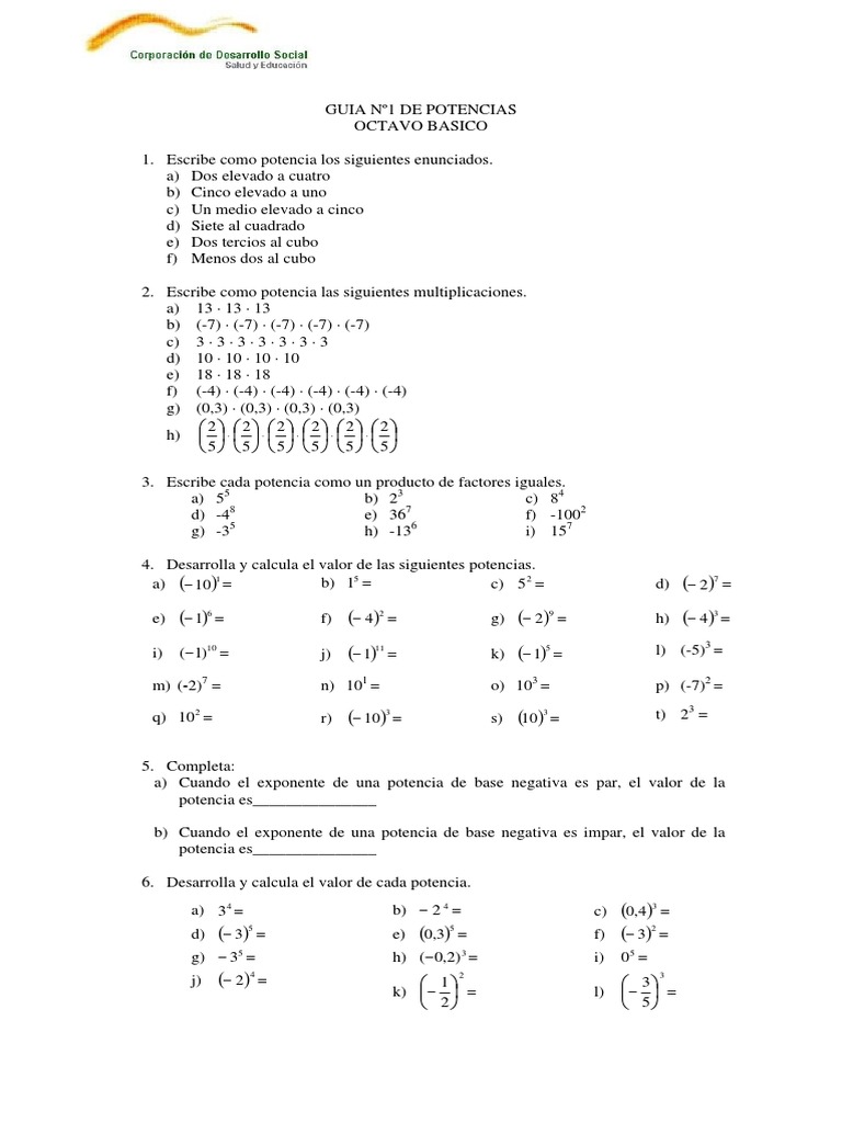 Guia1 Potencias | PDF