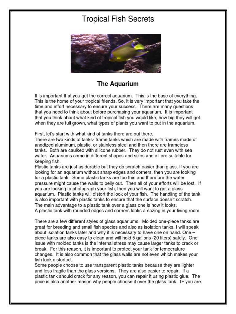 Tropical Fish Secrets | PDF | Aquarium | Ammonia