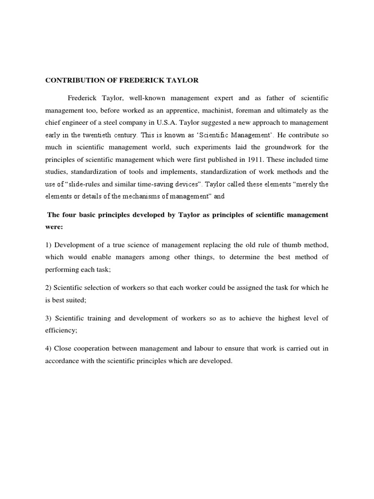 Frederick Taylor's Impact on Management | PDF | Science | Economies