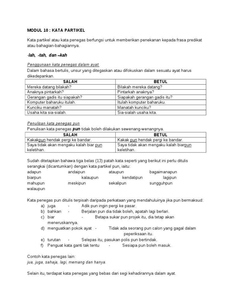 Modul 10 Kata Partikel | PDF