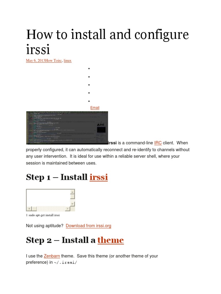 How To Install and Configure Irssi | PDF | Internet Relay Chat | Osi ...