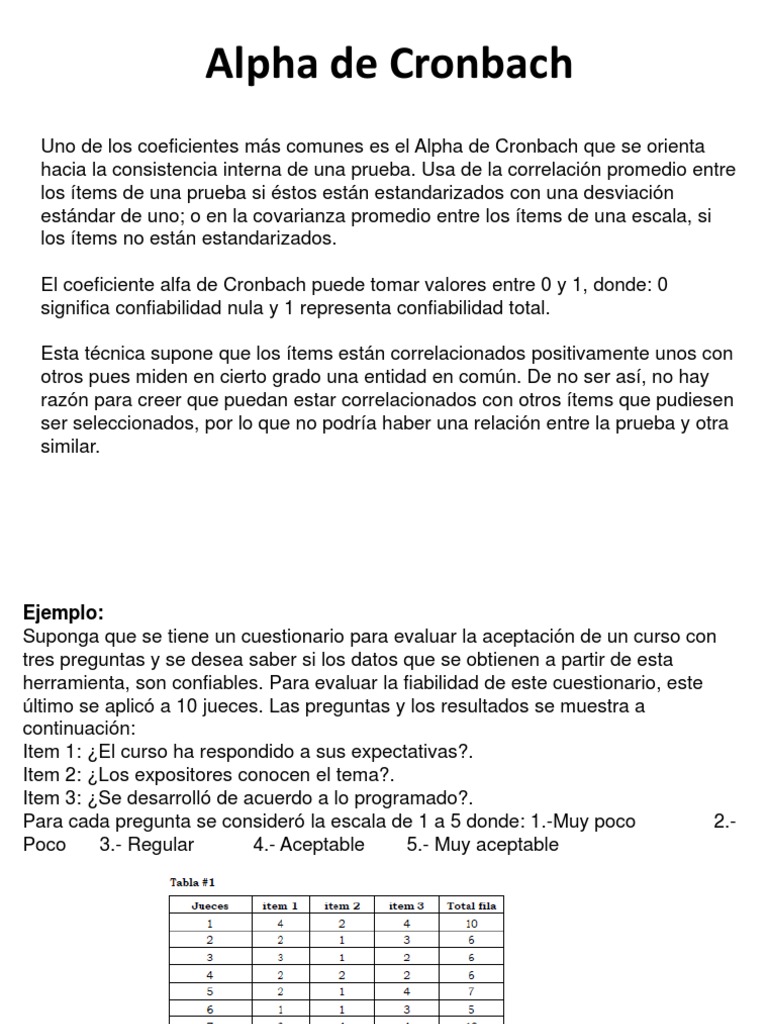 Alpha de Cronbach | PDF
