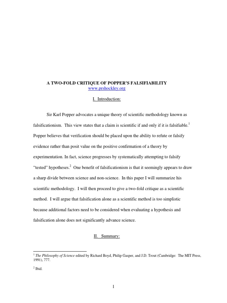 Popper's Falsifiability Critiqued | PDF | Falsifiability | Karl Popper