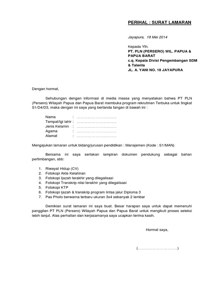 Contoh Surat Ke Pln - Delinewstv