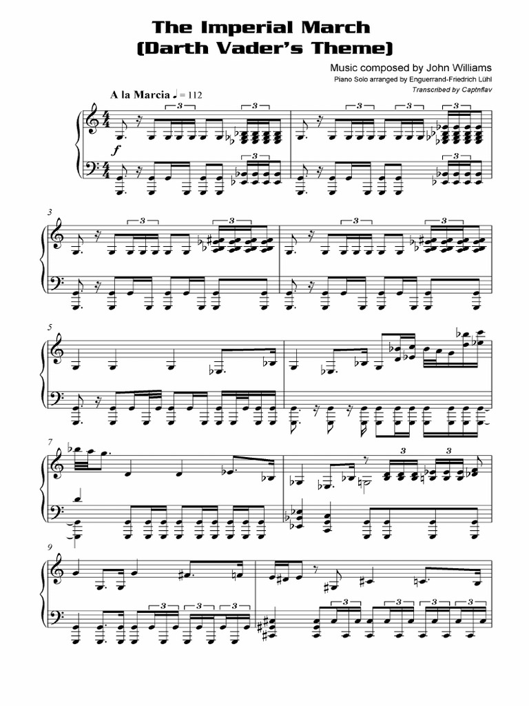 The Imperial March Piano Solo Advanced | PDF