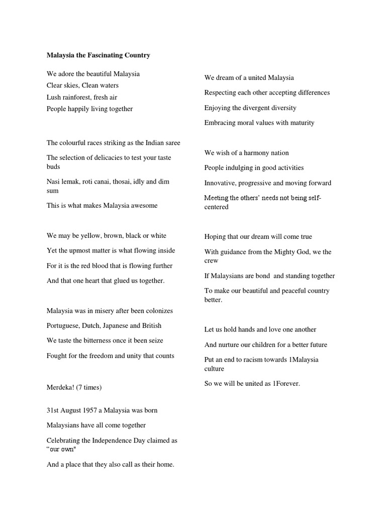 Poem Malaysia Amended | PDF