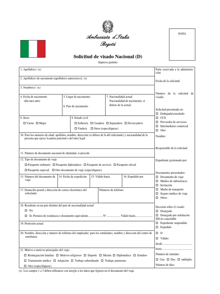 Formulario Visado Nacional | PDF