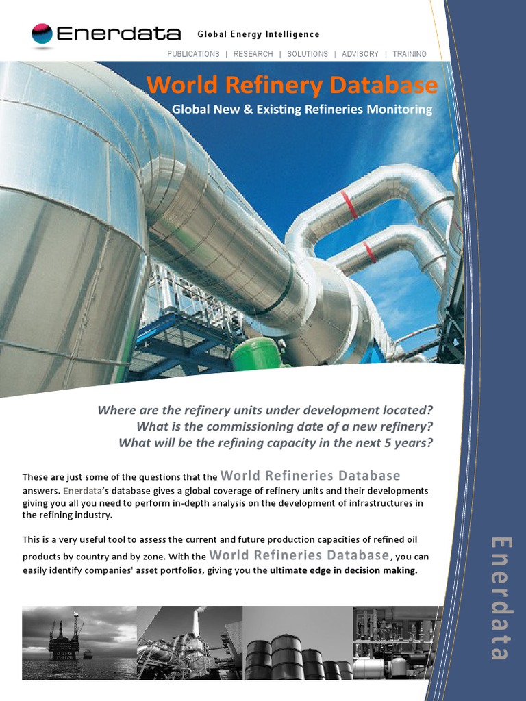 World Refineries Database Brochure Pdf Oil Refinery World Energy