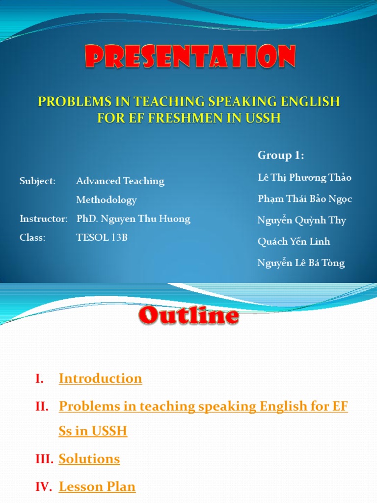 Problems in Teaching Speaking English | PDF | English As A Second Or ...
