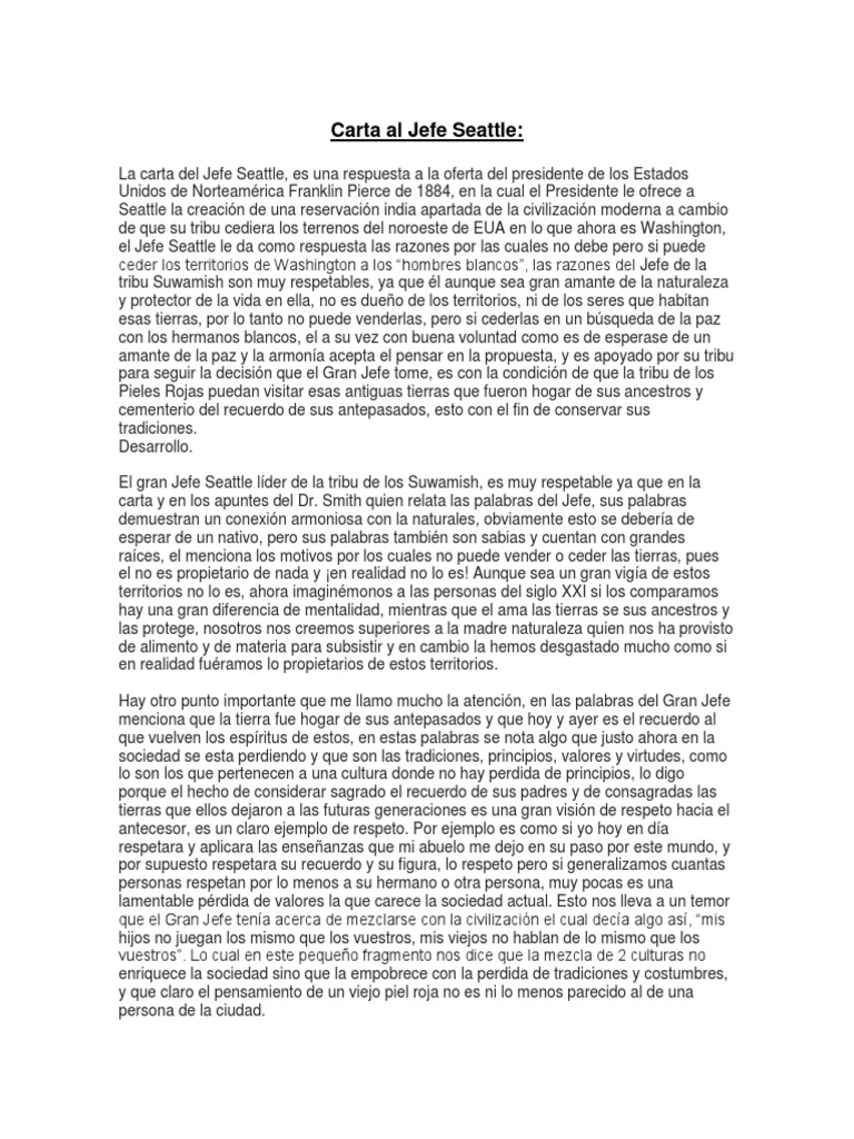 Carta Del Jefe Seattle | PDF | Science | Ciencia filosófica