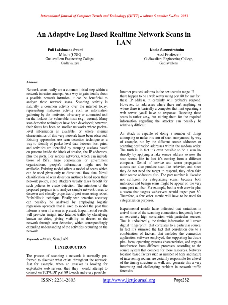 An Adaptive Log Based Realtime Network Scans in LAN | Download Free PDF | Transmission Control ...