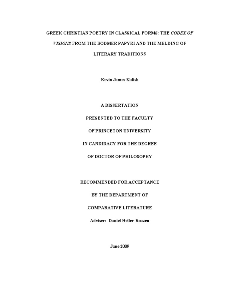Greek Christian Poetry in Classical Forms. The Codex of Visions From ...