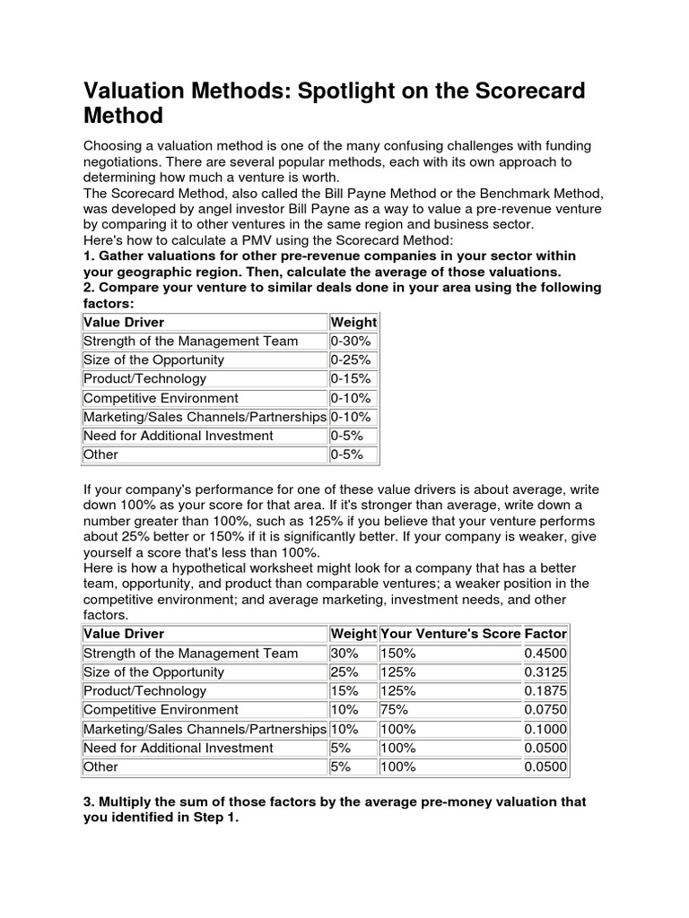 Valuation Methods | PDF | Valuation (Finance) | Venture Capital