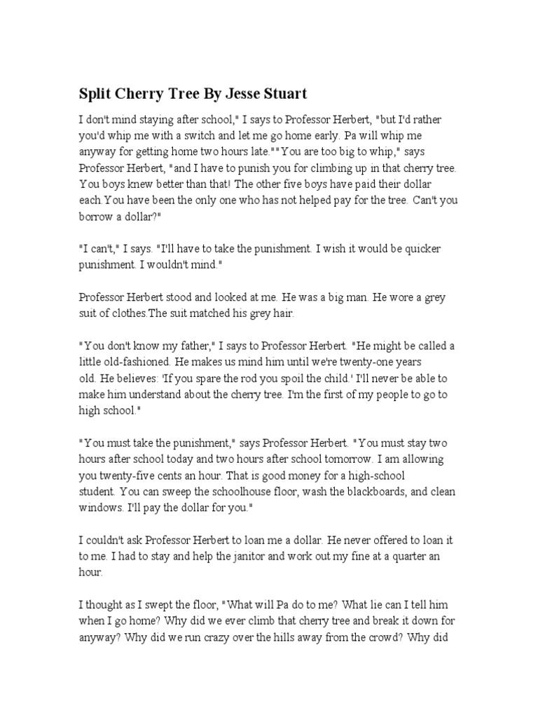 Split Cherry Tree by Jesse Stuart | PDF | Nature | Agriculture