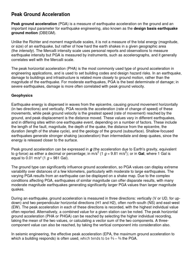 Peak Ground Acceleration | PDF | Natural Disasters | Mechanics