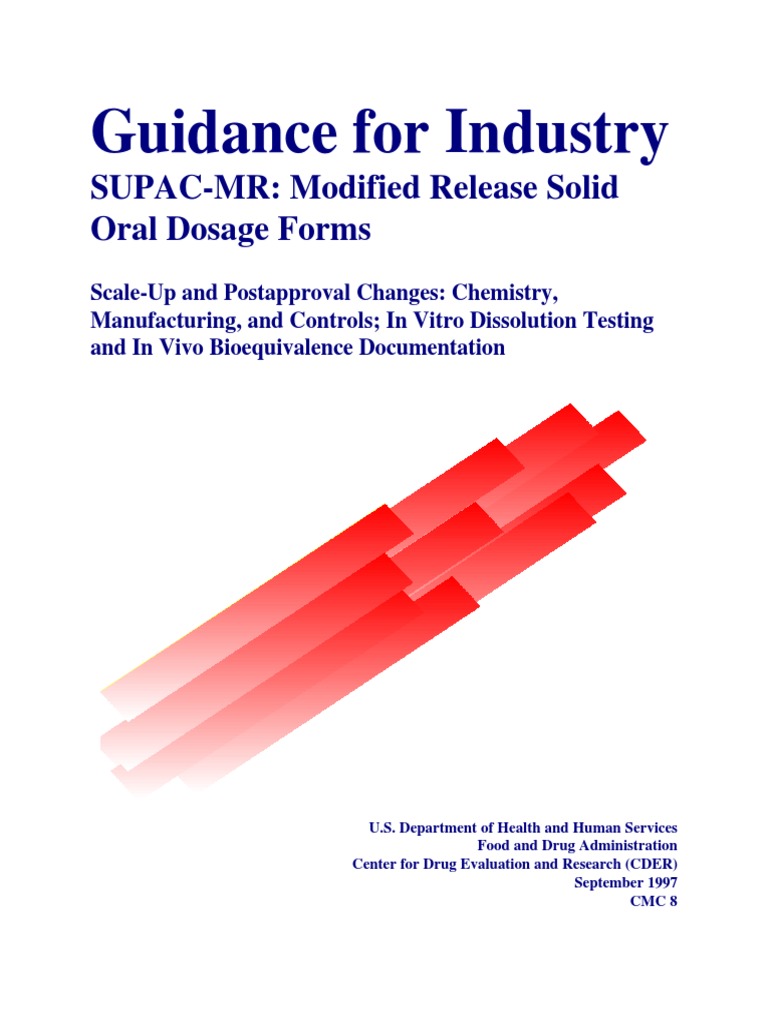 Supac Guidelines Usfda Modified Release Tablets | PDF | Pharmaceutical ...