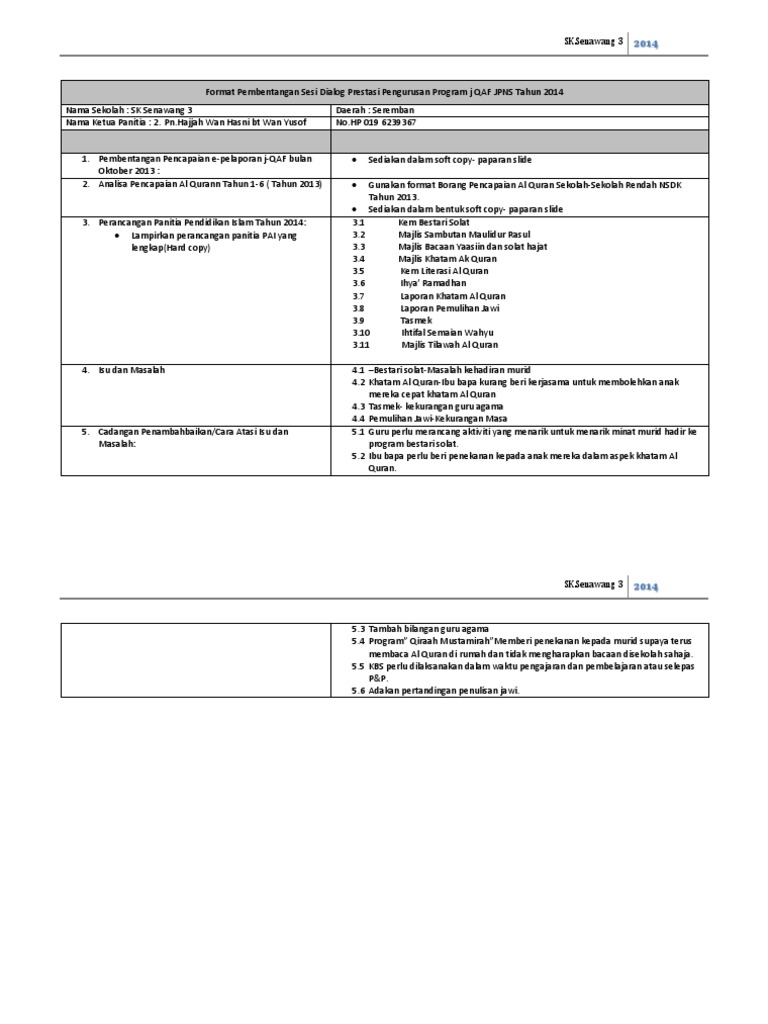 Format Pembentangan Sesi Dialog Prestasi | PDF