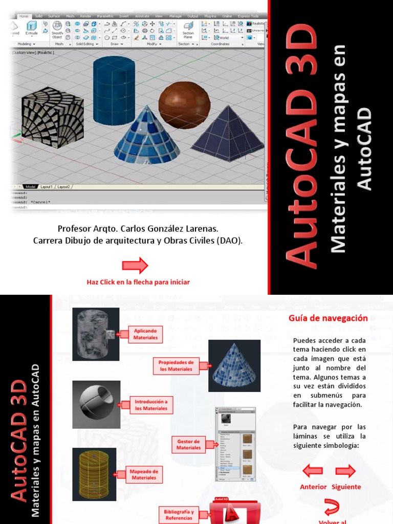 Guia de Materiales en AutoCAD | PDF | Renderizado (gráficos de computadora) | Olas