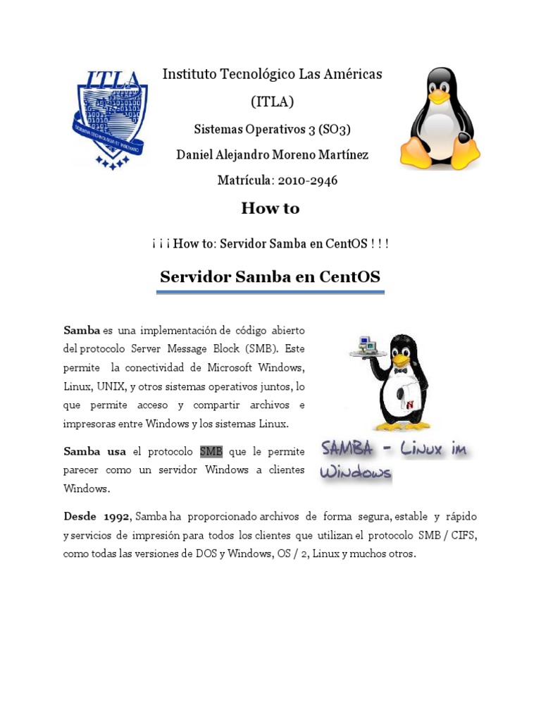 Samba CENTOS PDF | PDF | Servidor (Computación) | Archivo de computadora