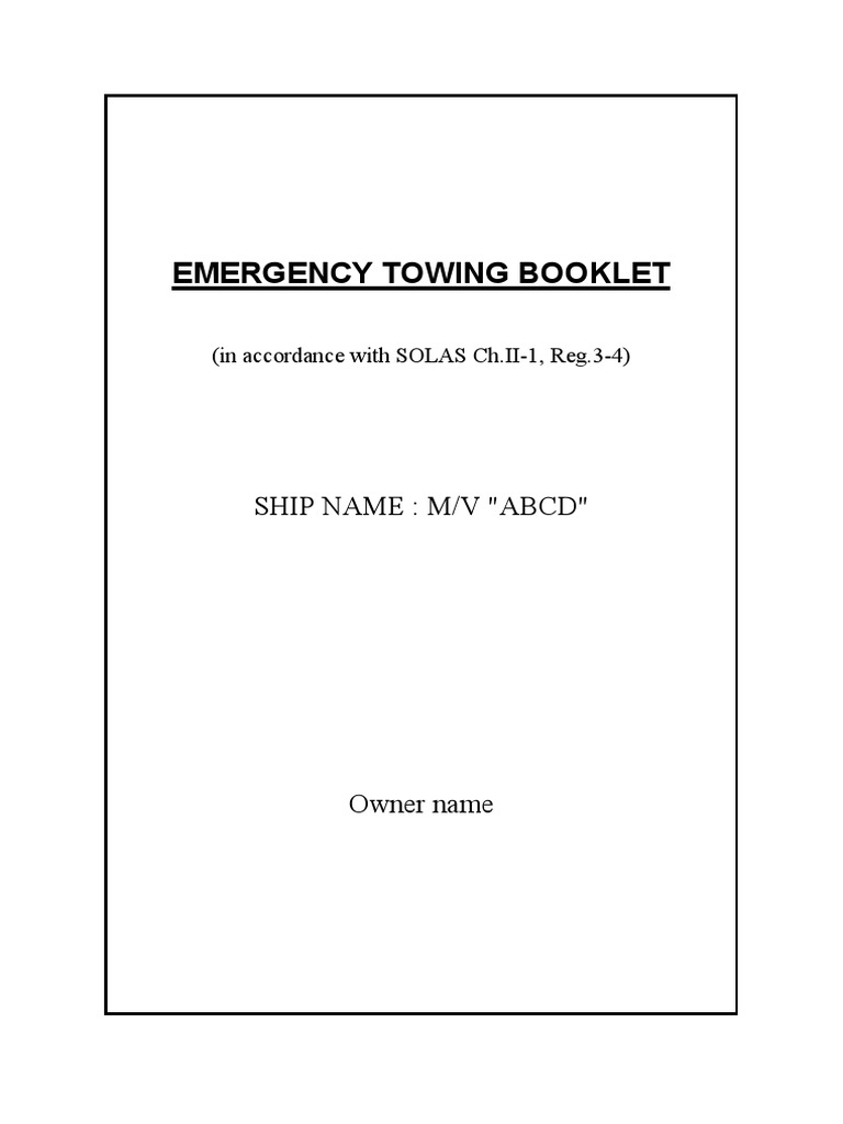Emergency Towing Booklet | Ships | Anchor
