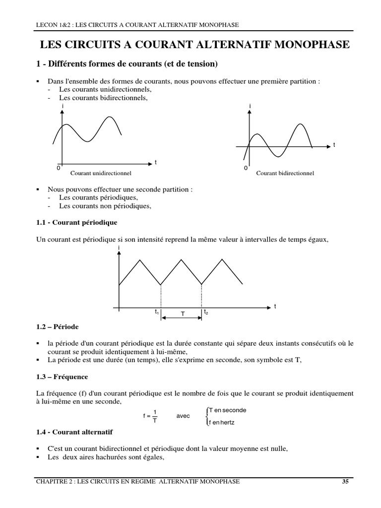 Circuits à Courant Alternatif Monophasé | PDF | Courant alternatif ...