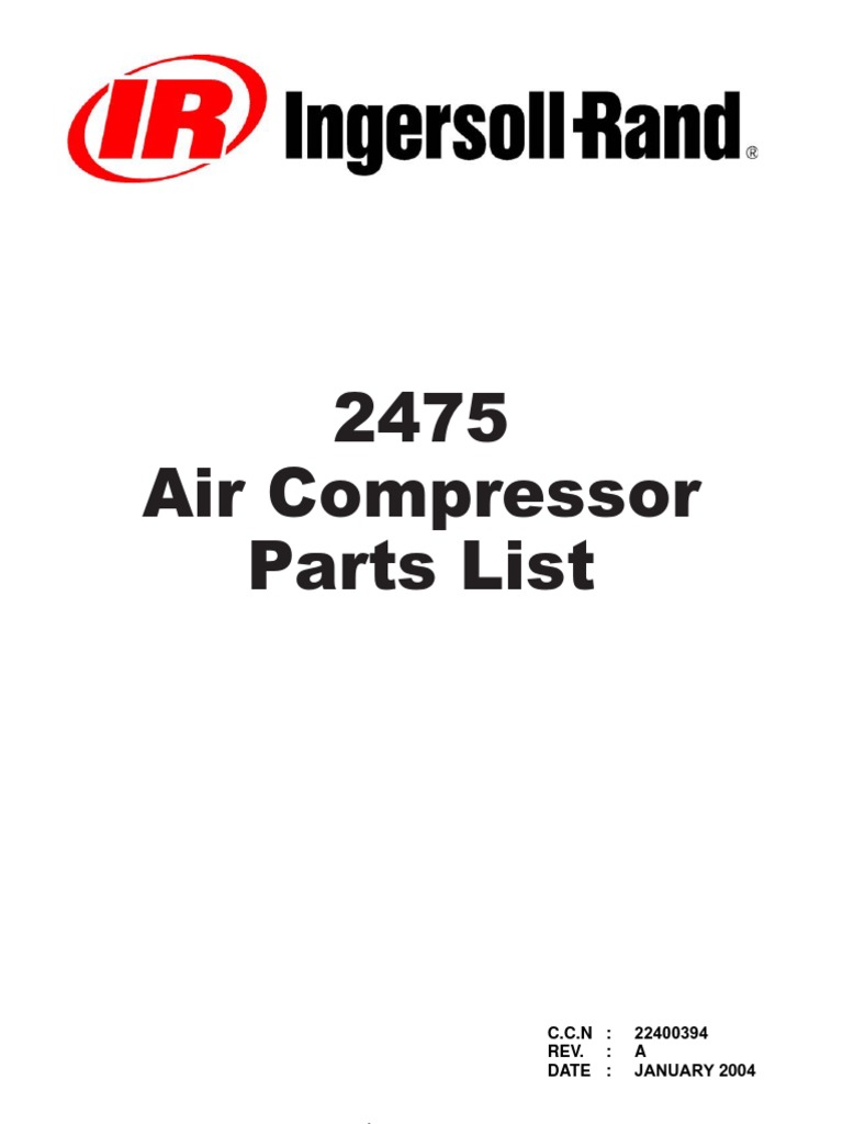 Ingersoll Rand 2475 Parts Manual | PDF | Screw | Piston