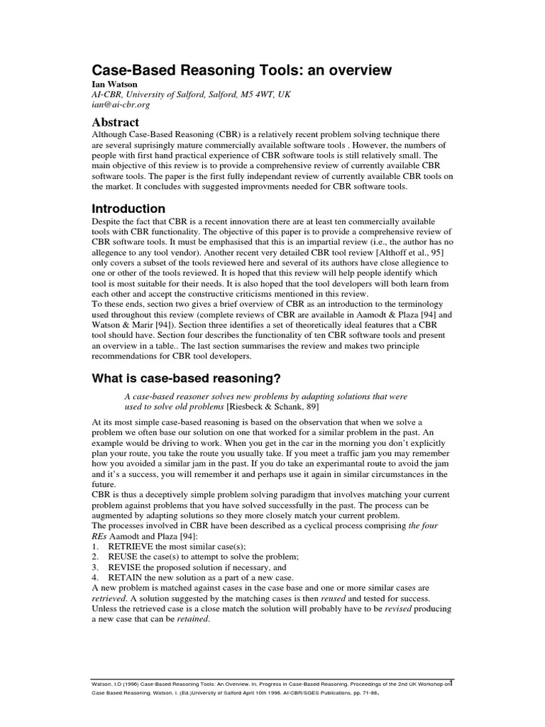 CBR Tools Overview Reviews 10 Case-Based Reasoning Software | PDF ...