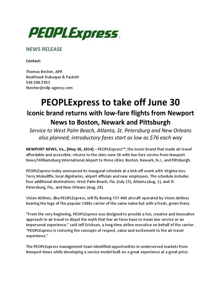 PEOPLExpress NewsRelease FINAL | PDF | Computers | Technology & Engineering