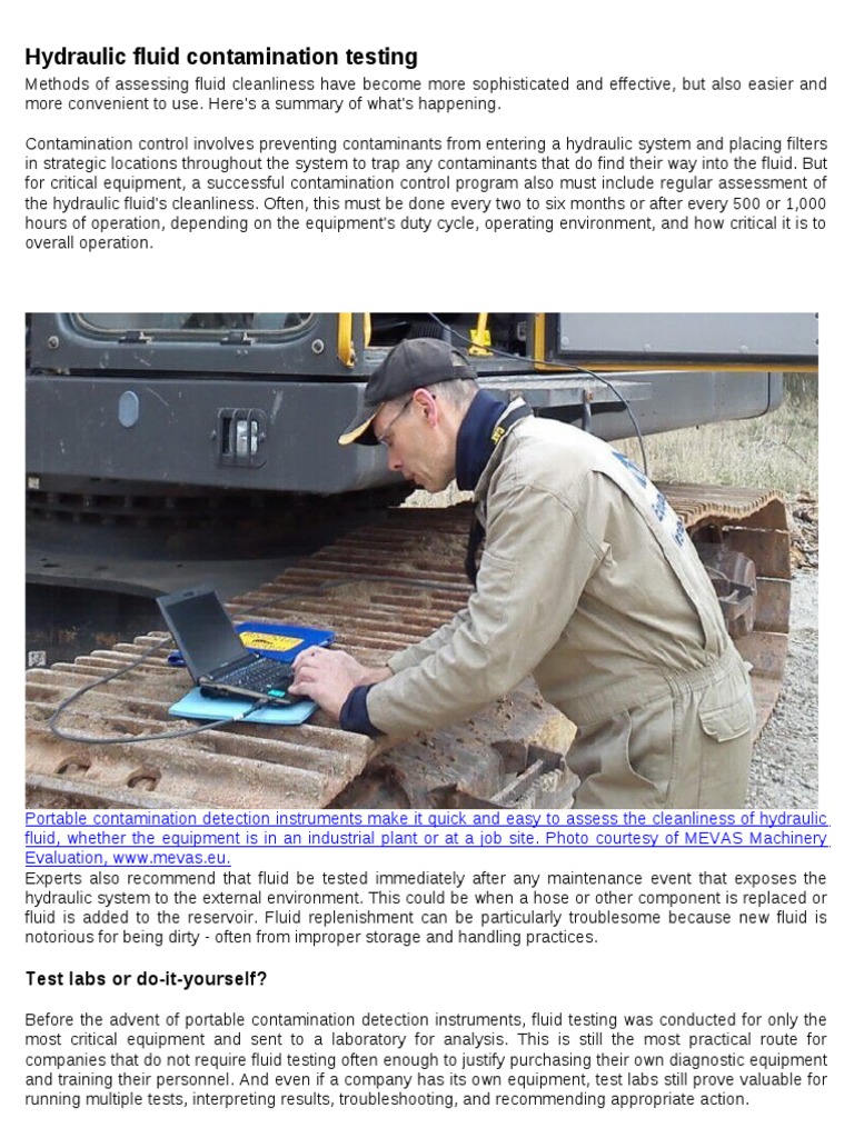 Hydraulic Fluid Contamination Testing | Download Free PDF | Wear | Particle