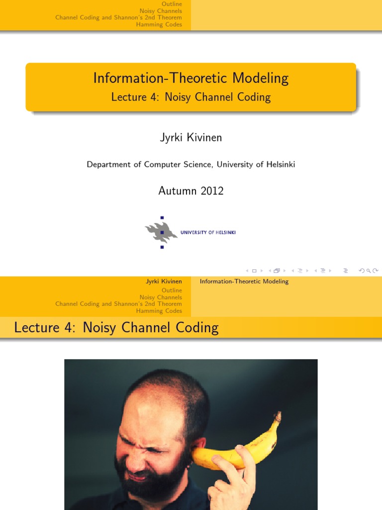 Information-Theoretic Modeling: Lecture 4: Noisy Channel Coding | PDF | Forward Error Correction ...