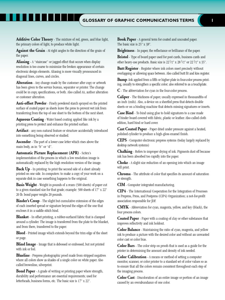 Glossary of Graphic Communications Terms | PDF | Printing | Paper