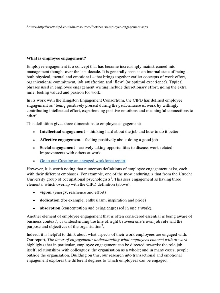 Employee Engagement CIPD | PDF | Human Capital | Employment
