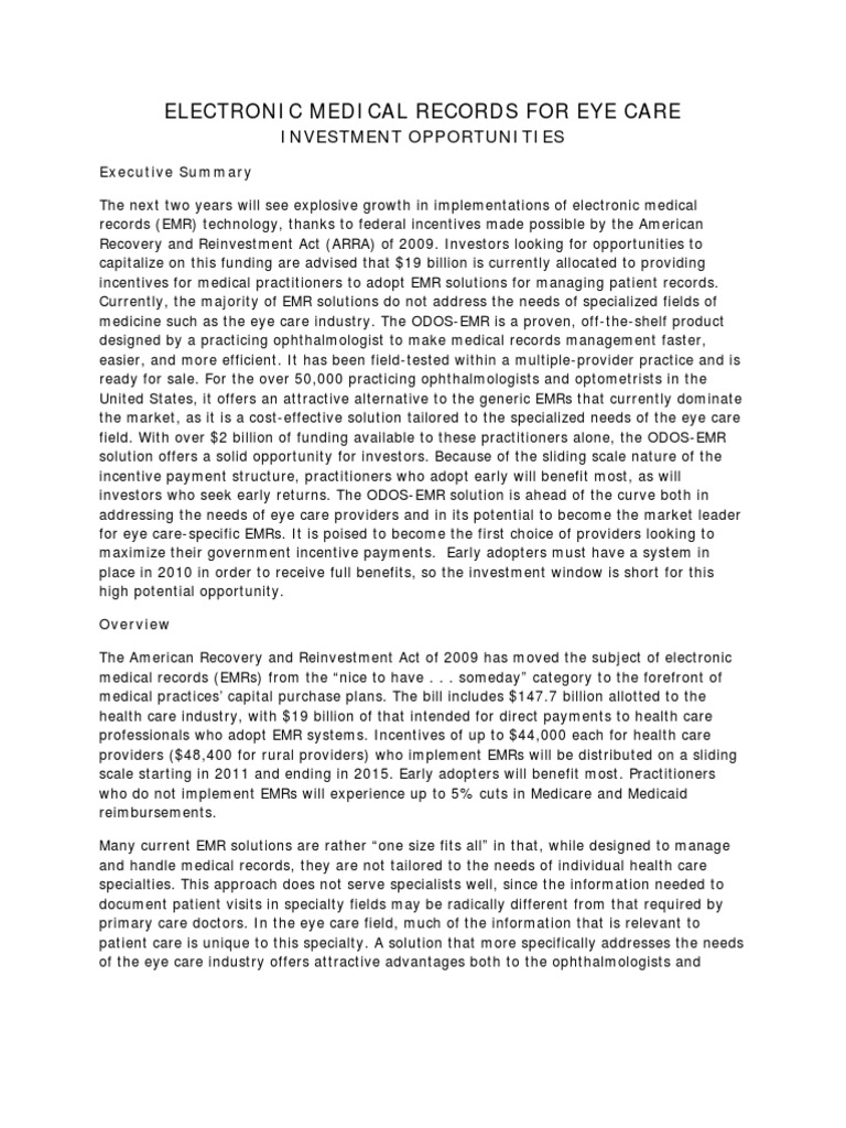 Ophthalmology ODOS - EMR | PDF | Electronic Health Record | Optometry