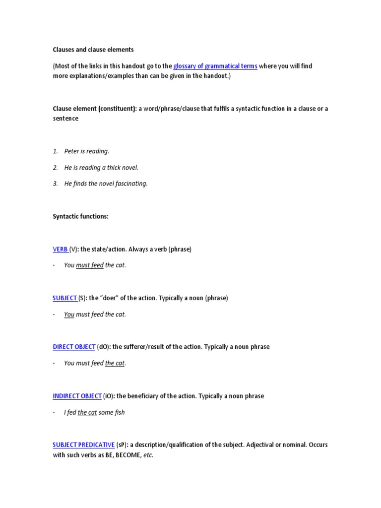Clauses and Clause Elements | PDF | Phrase | Clause