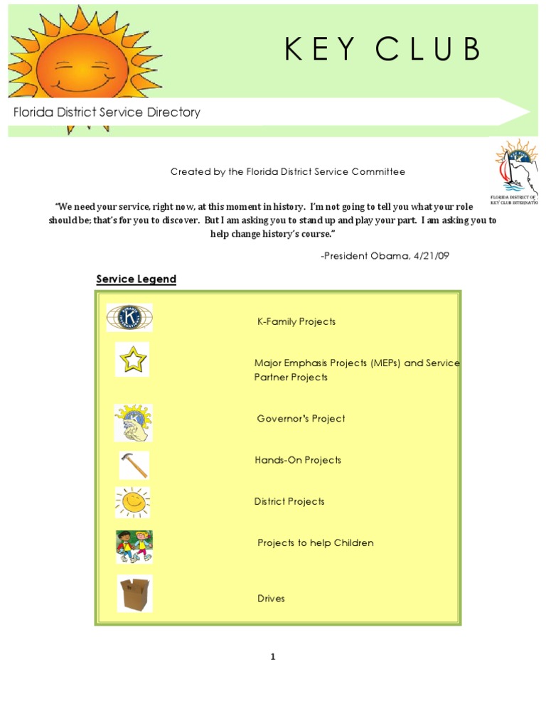 Key Club: Florida District Service Directory | PDF | Blood Donation ...