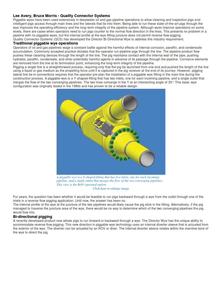 WYE´s | Pipeline Transport | Subsea (Technology)