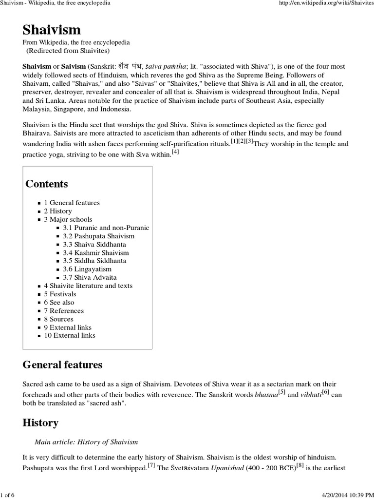 Shaivism - Wikipedia, The Free Encyclopedia | PDF | Shiva | Hindu Tantra
