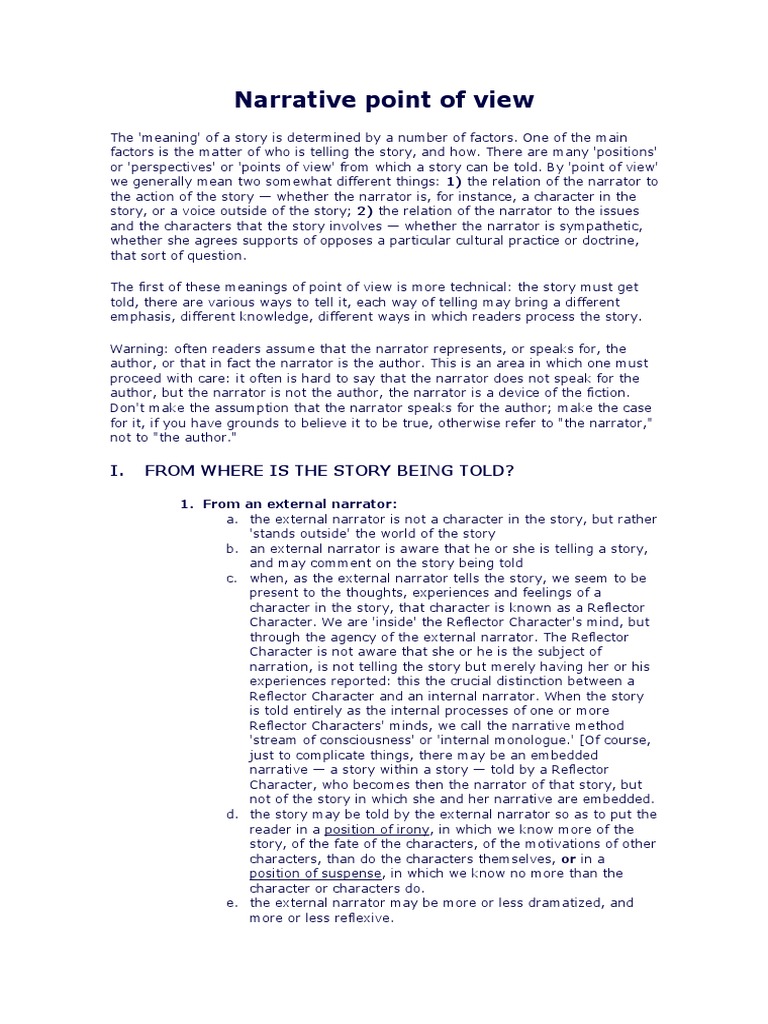 Narrative Point of View | PDF | Narration | Narrative