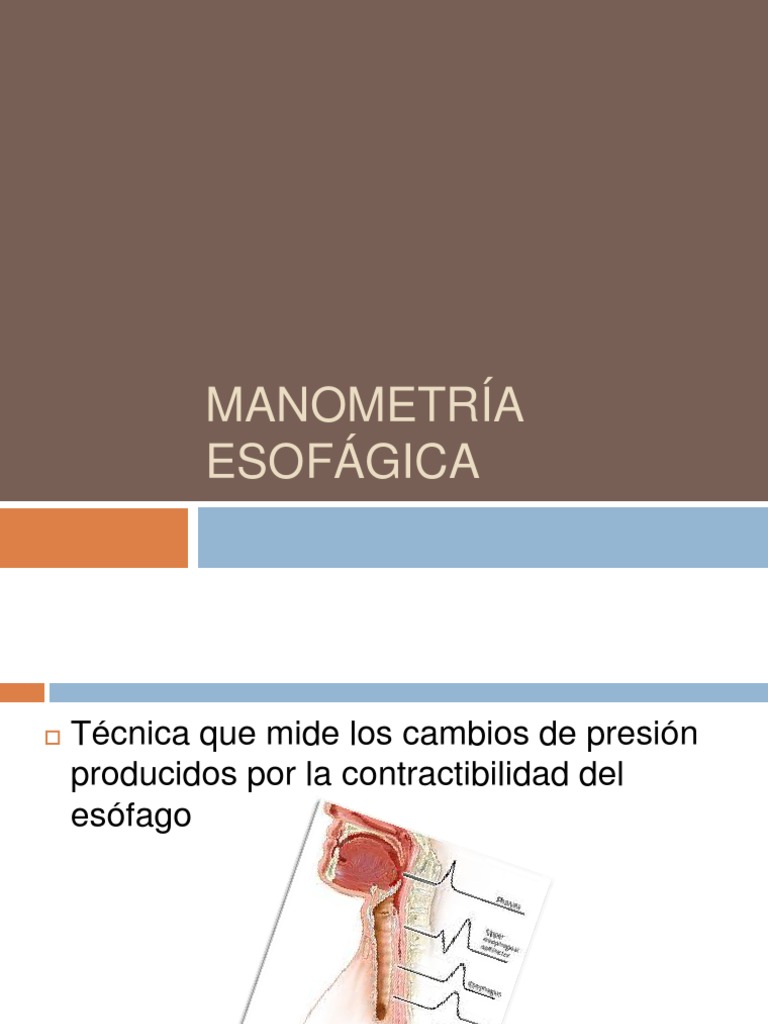 Manometría Esofágica: Diagnóstico y Procedimiento | PDF | Salud y bienestar