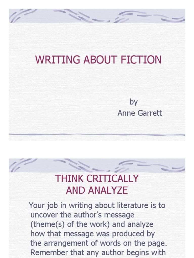Analyzing Fiction Works | PDF | Narration | Plot (Narrative)