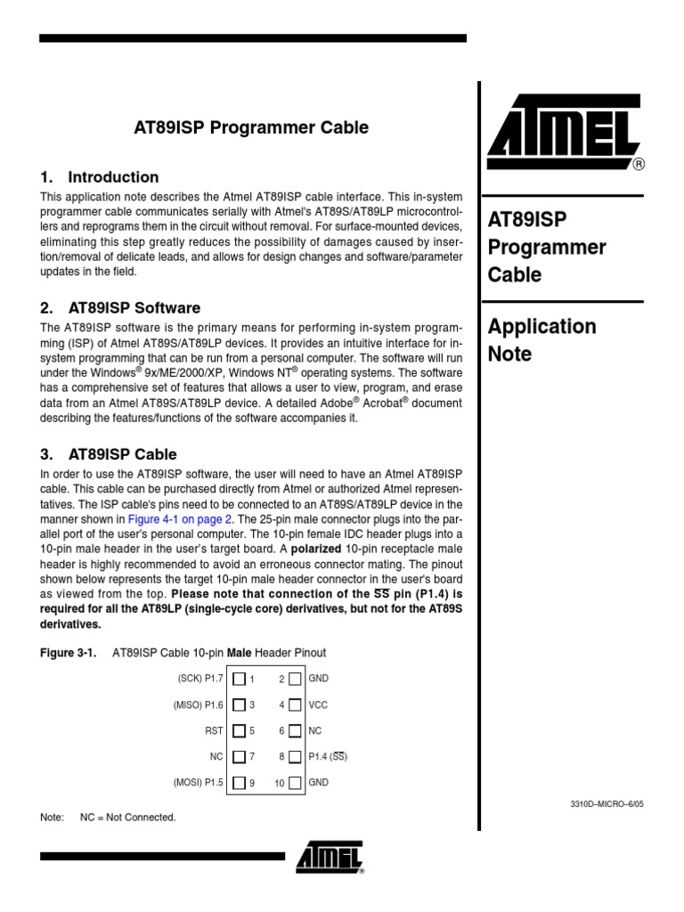 AT89ISP Atmel | PDF | Electrical Connector | Software