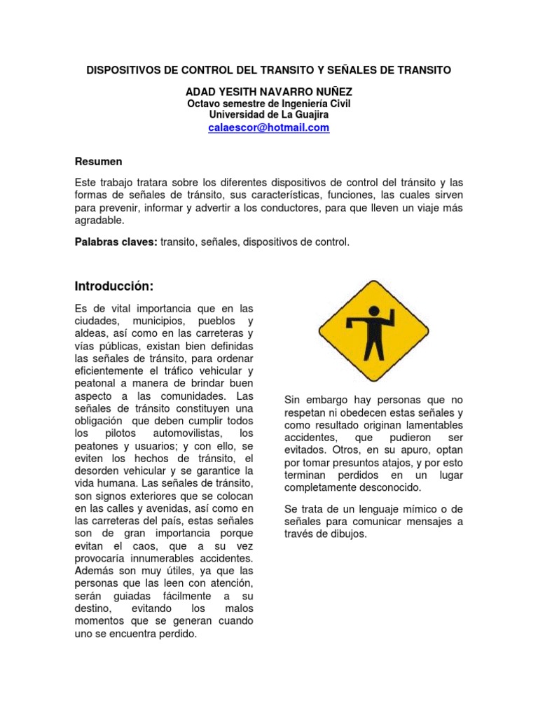 Señales de Transito y Dispositivos de Control Del Transito | PDF ...