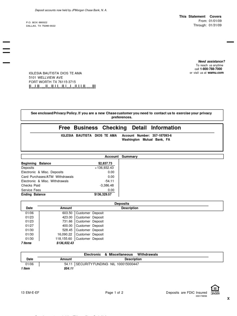 Deposit Accounts Now Held by JPMorgan Chase Bank, N. A. | PDF ...