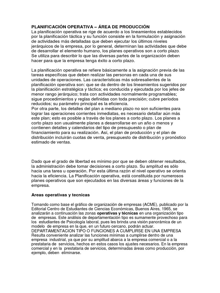 Area Operativa | PDF | Planificación | Presupuesto