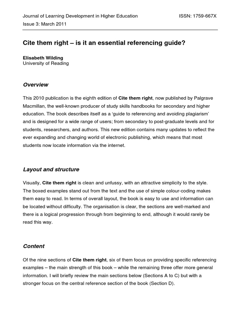 Cite Them Right - Is It An Essential Referencing Guide?: Elisabeth ...
