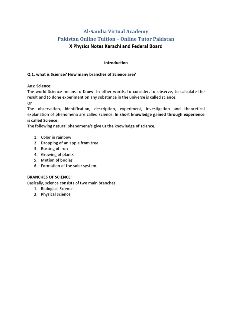 Introduction To Physics | PDF | Physics | Science