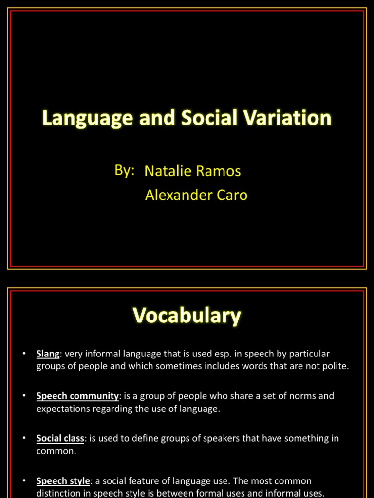 Social Variation in Language Use | PDF | Languages | Language Arts ...